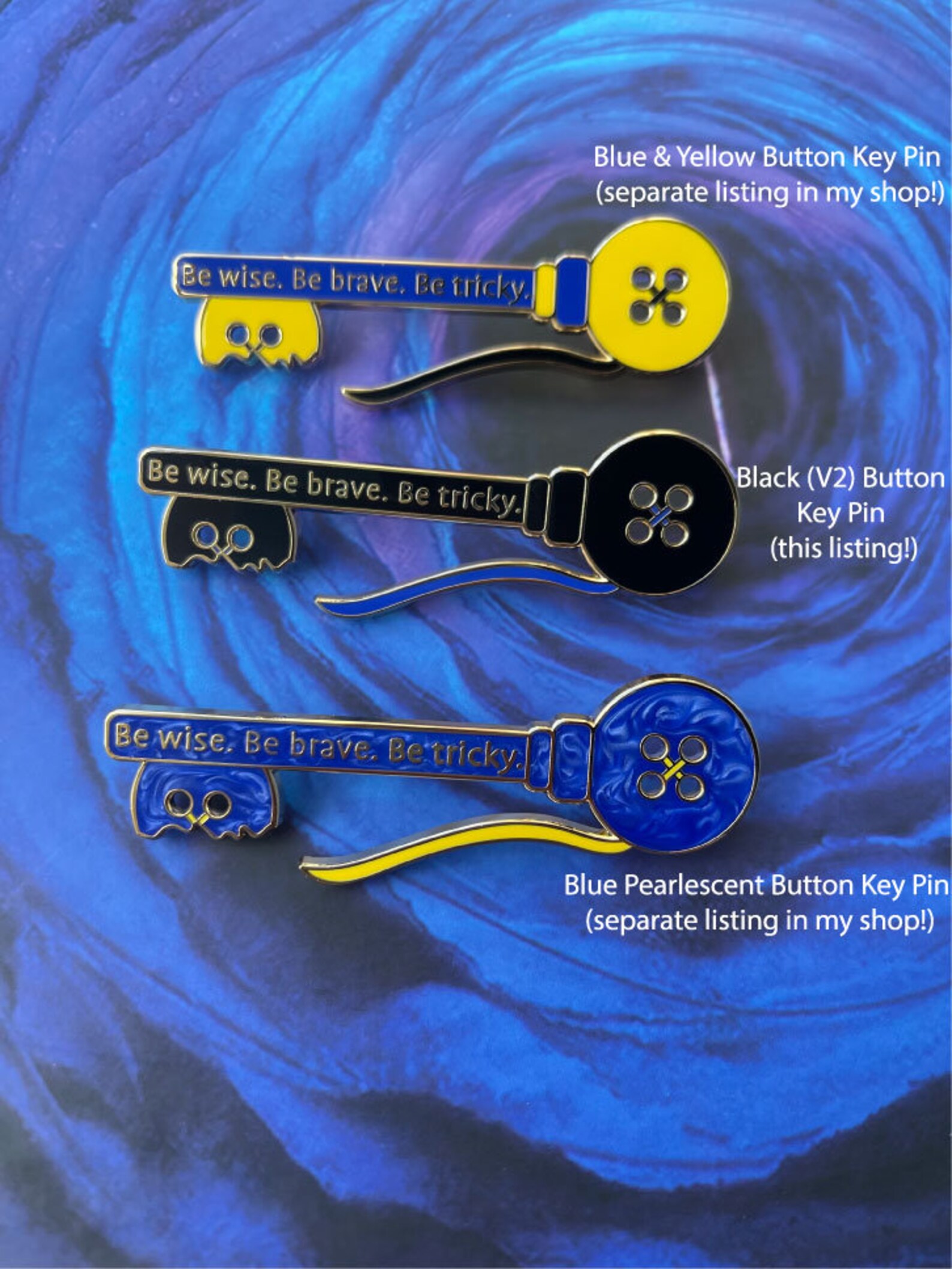 Black Button Key V2 gold Metal Writing Hard Enamel Pin | Etsy