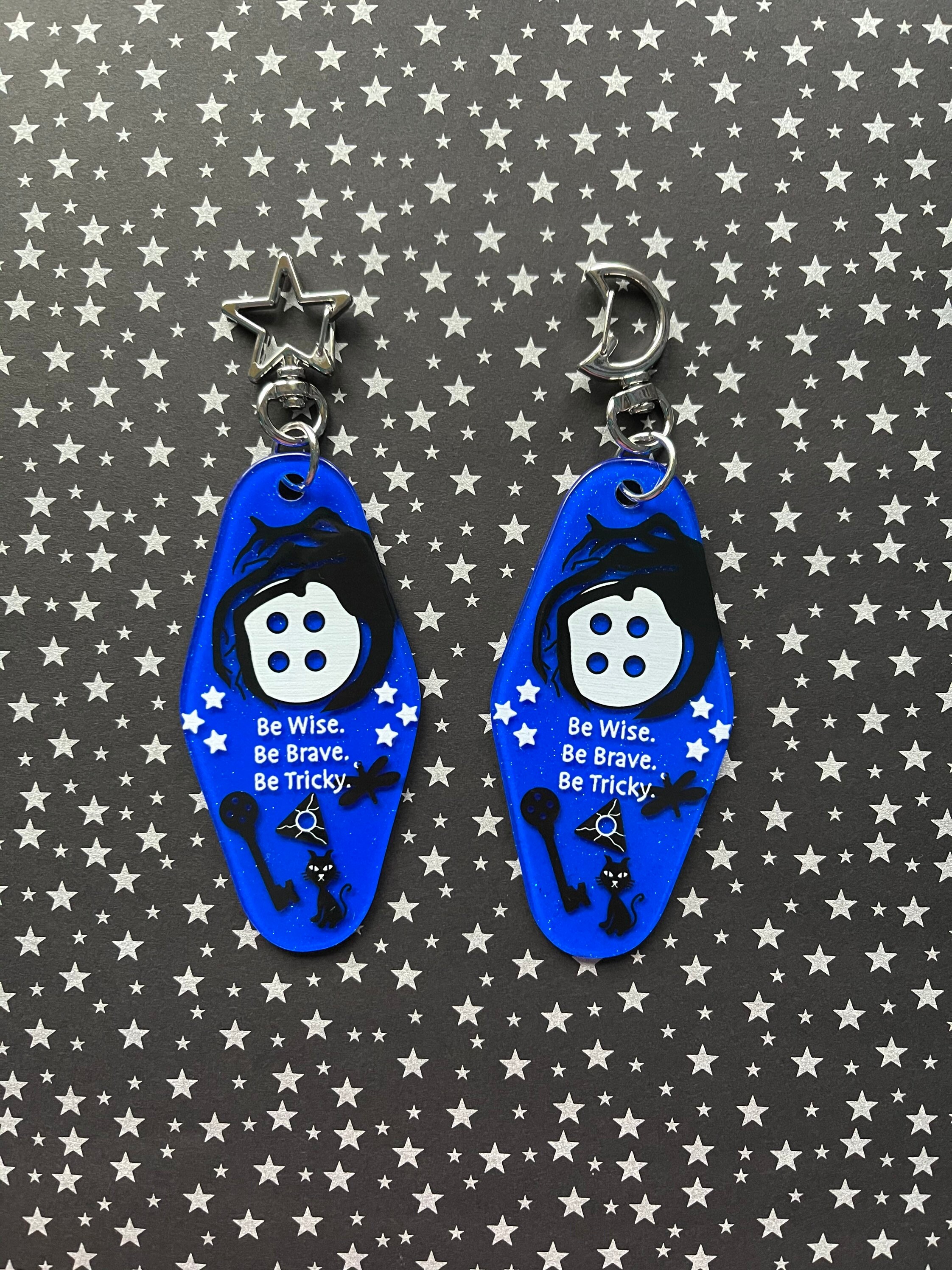 Coraline Inspired Bright Blue Acrylic Keychain | Etsy
