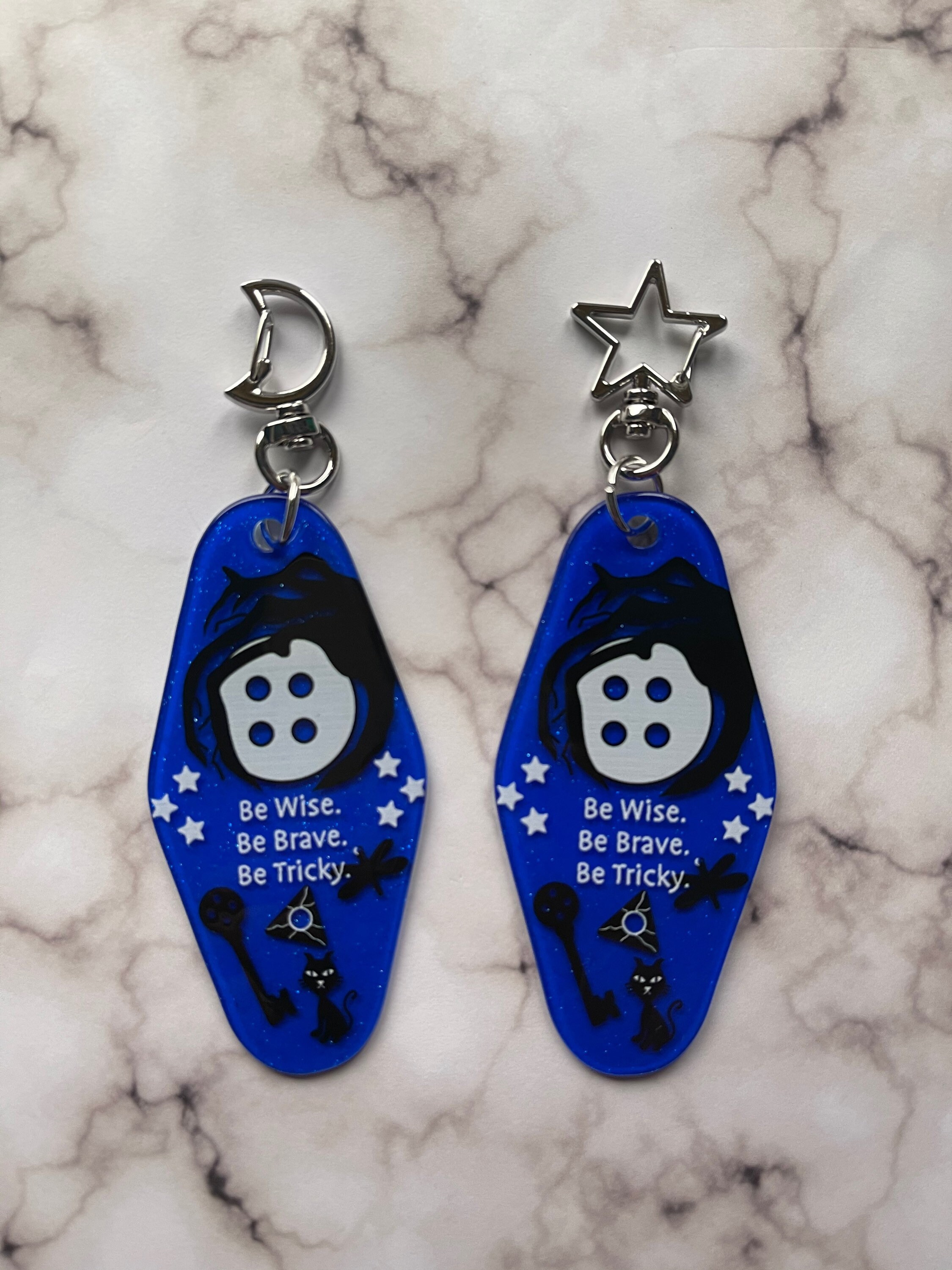 Coraline Inspired Bright Blue Acrylic Keychain | Etsy