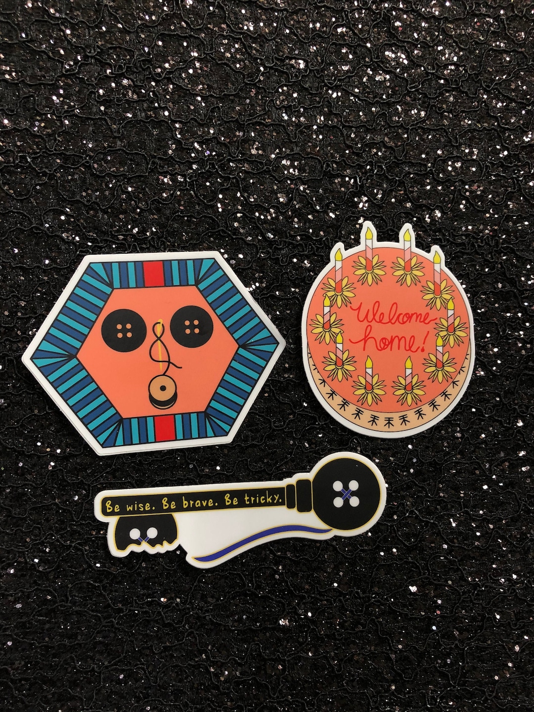 Coraline Inspired Vinyl Stickers: Button Box, Button Key, and "welcome ...