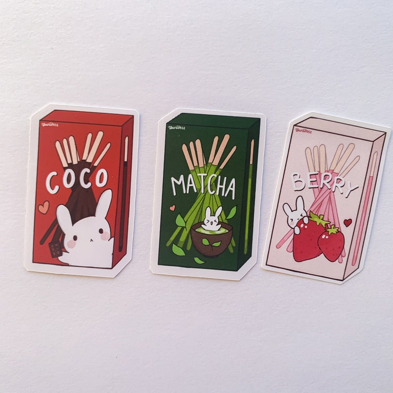 Pocky Stickers/ Chocolate/ Matcha/ Strawberry/ Snacks/ Cute | Etsy