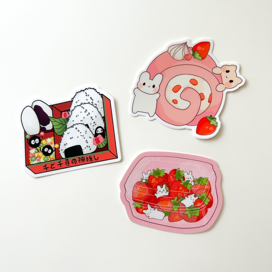 Cute Food Vinyl Stickers – Bento, Cake, and Strawberry Stickers Perfect ...