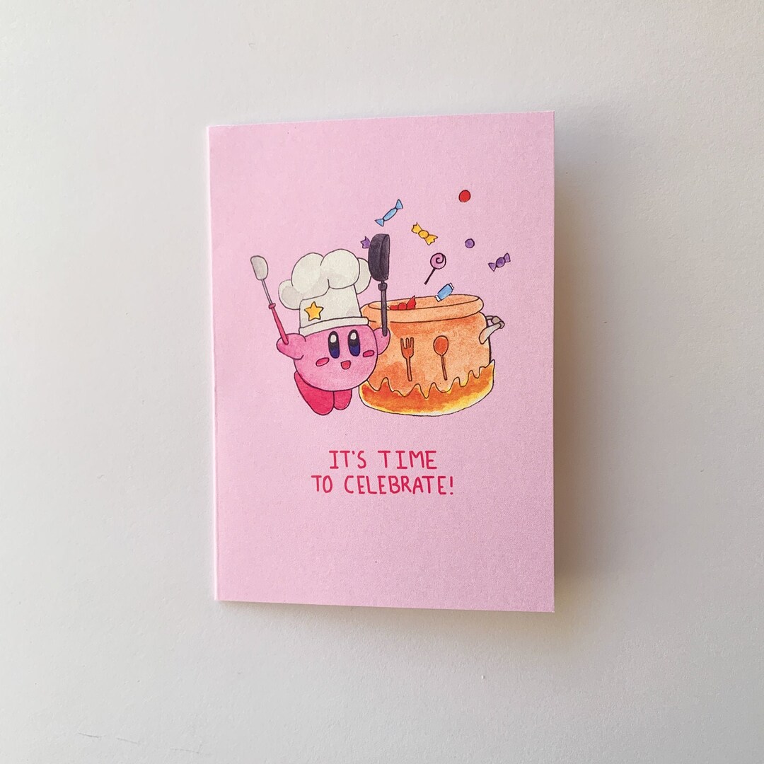 Cute Kirby Celebration Card – Blank Card for Birthday, Congratulations ...