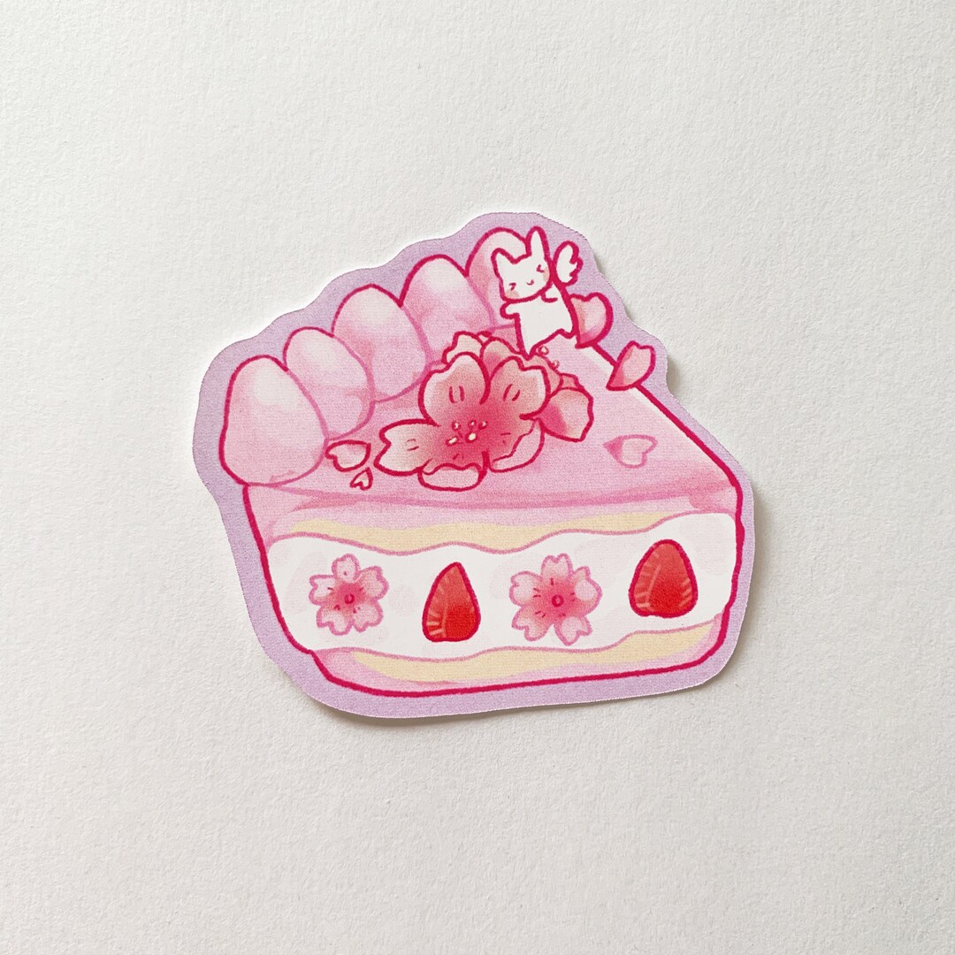 Sakura Cake Sticker/ Cute Dessert Stickers/ Kawaii Stickers/ Cute ...