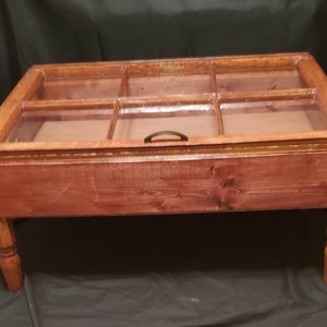 Shadow Box Display Table 3 Pane Antique Window Coffee Table Custom Made ...