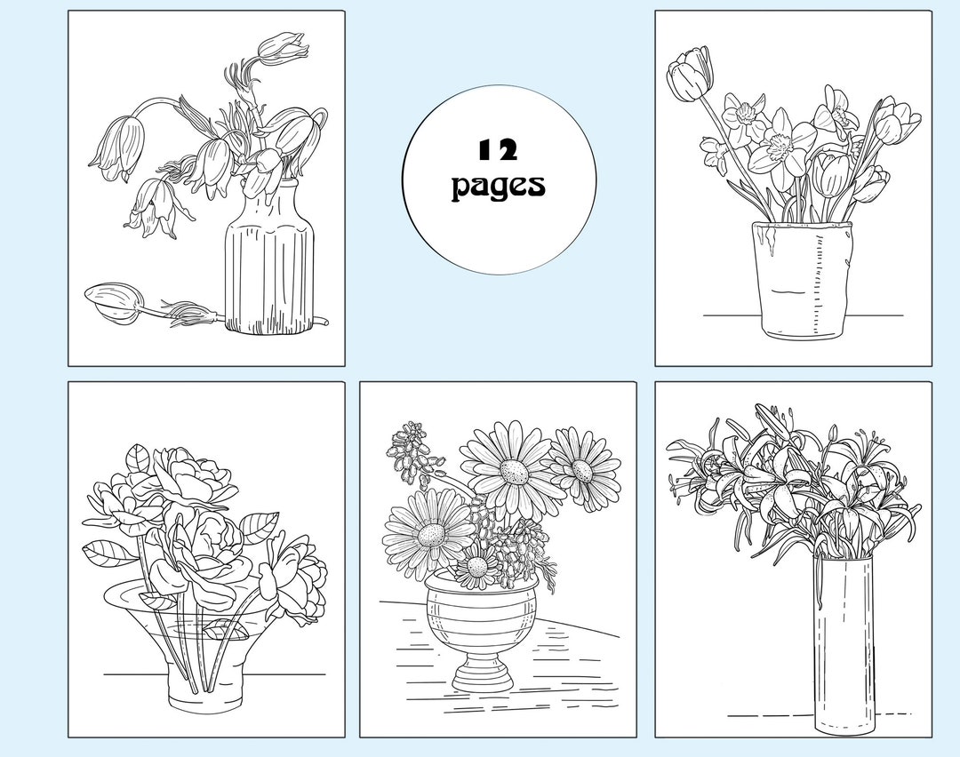 Botanical Children Adult Coloring Pages PDF. 12 Beautiful and Cute ...