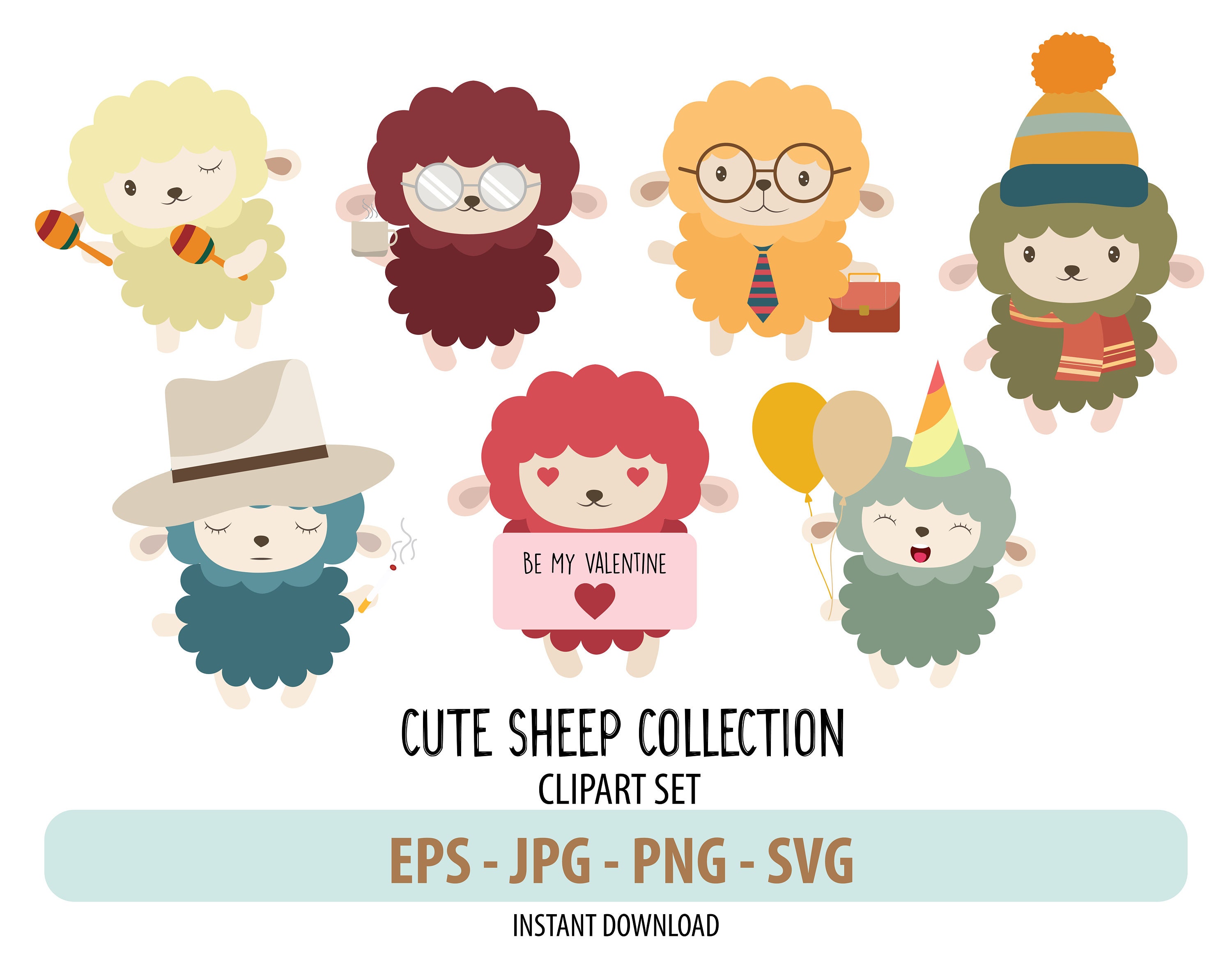 Kawaii Sheep Collection's Clipart's, Sheep Maracas, Sheep Godfather ...