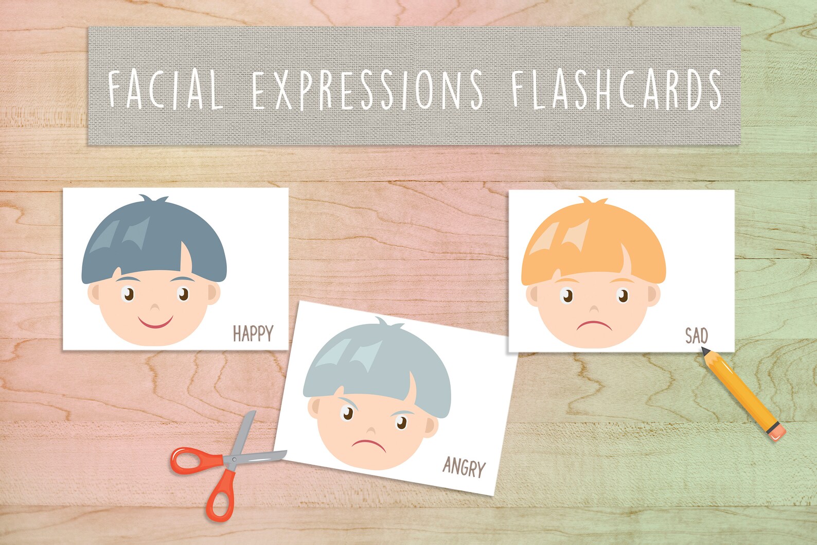 Facial Expressions Flashcards Printable Preschool Homeschool Montessori ...