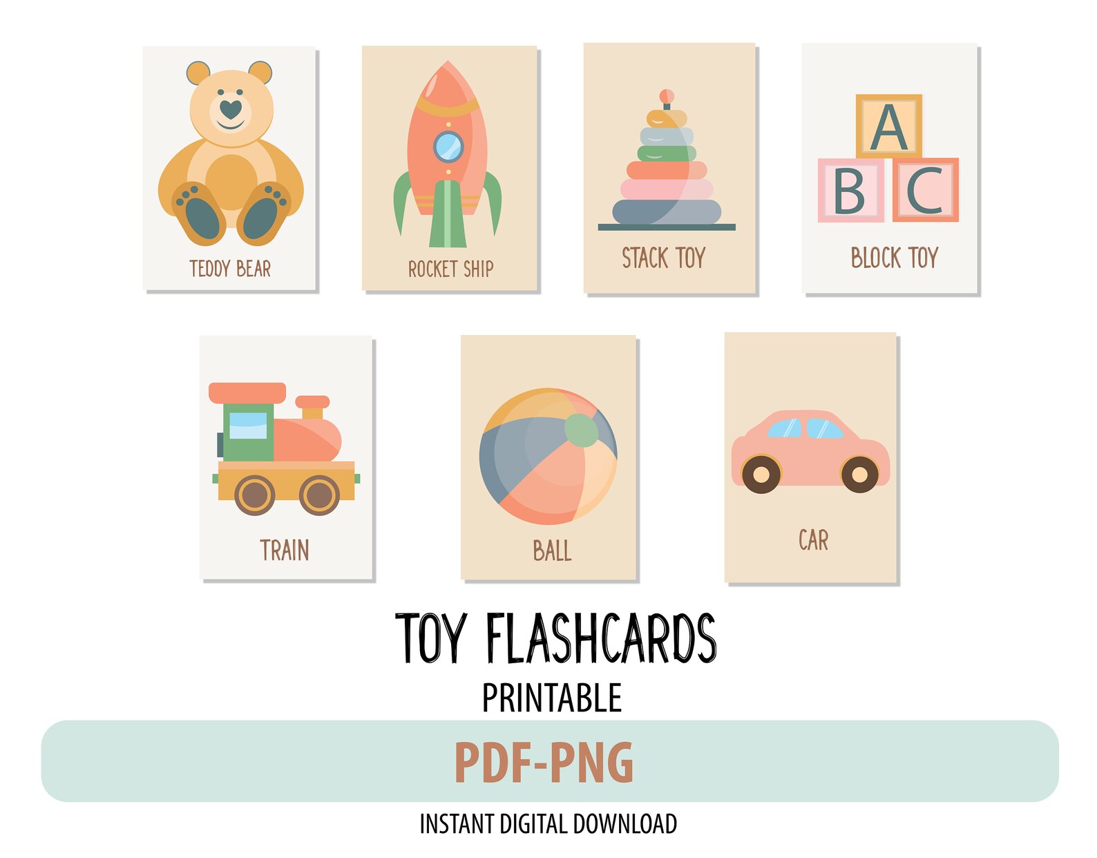 Toy Educational Flashcards Preschools Homeschool Printables PDF PNG - Etsy