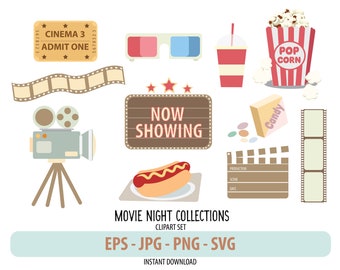 Movie Theatre Clipart Illustrations Movie Night PNG Download Popcorn ...