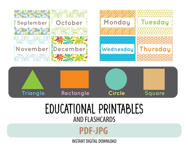 Educational Printable for Toddler, Months of the Year, Days of the Week ...