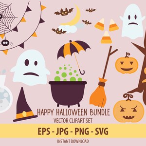 Halloween Bundle Set Clipart's - SVG - Instant Digital Download - Etsy