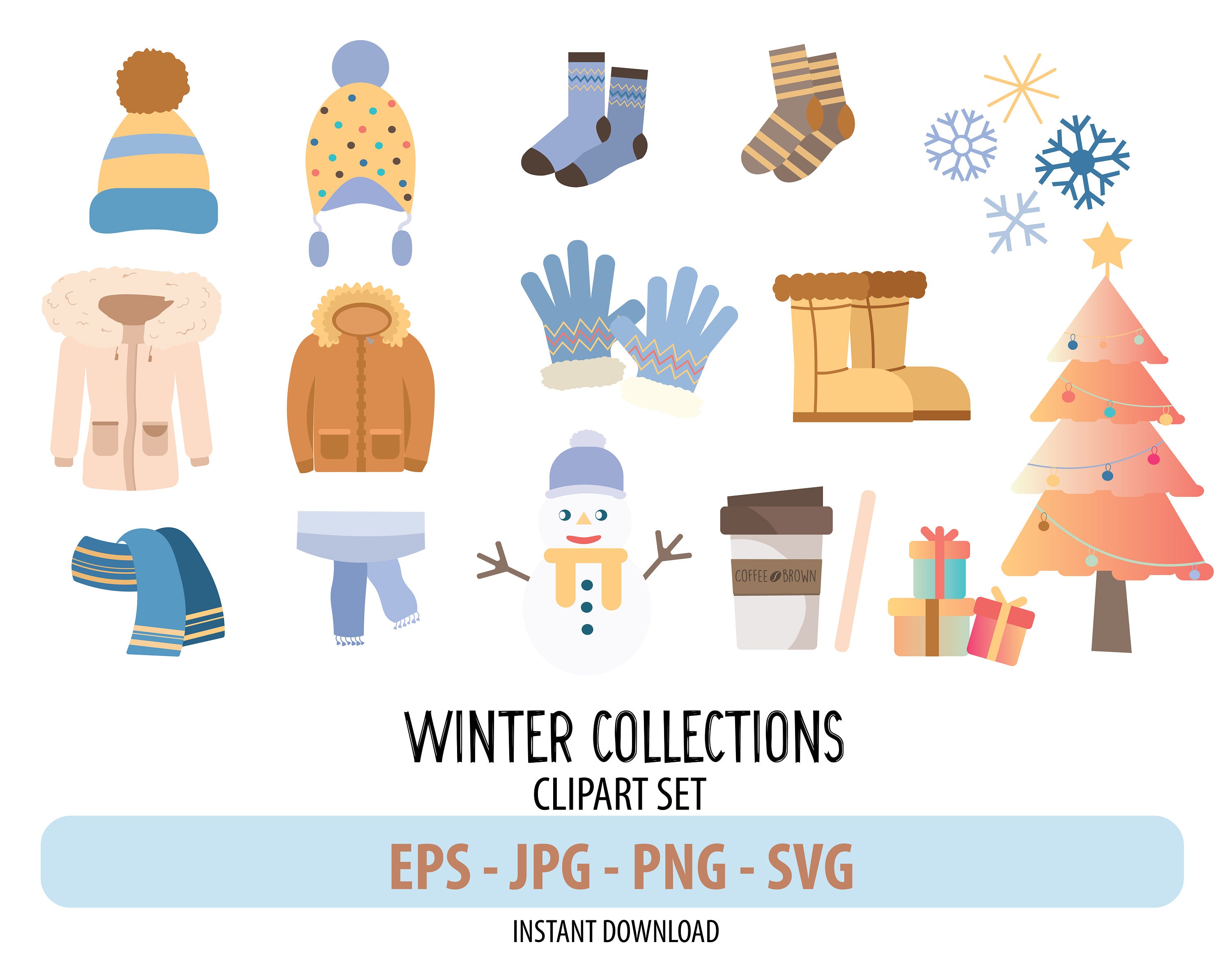 Winter Collection Clipart's Digital Journaling - Etsy