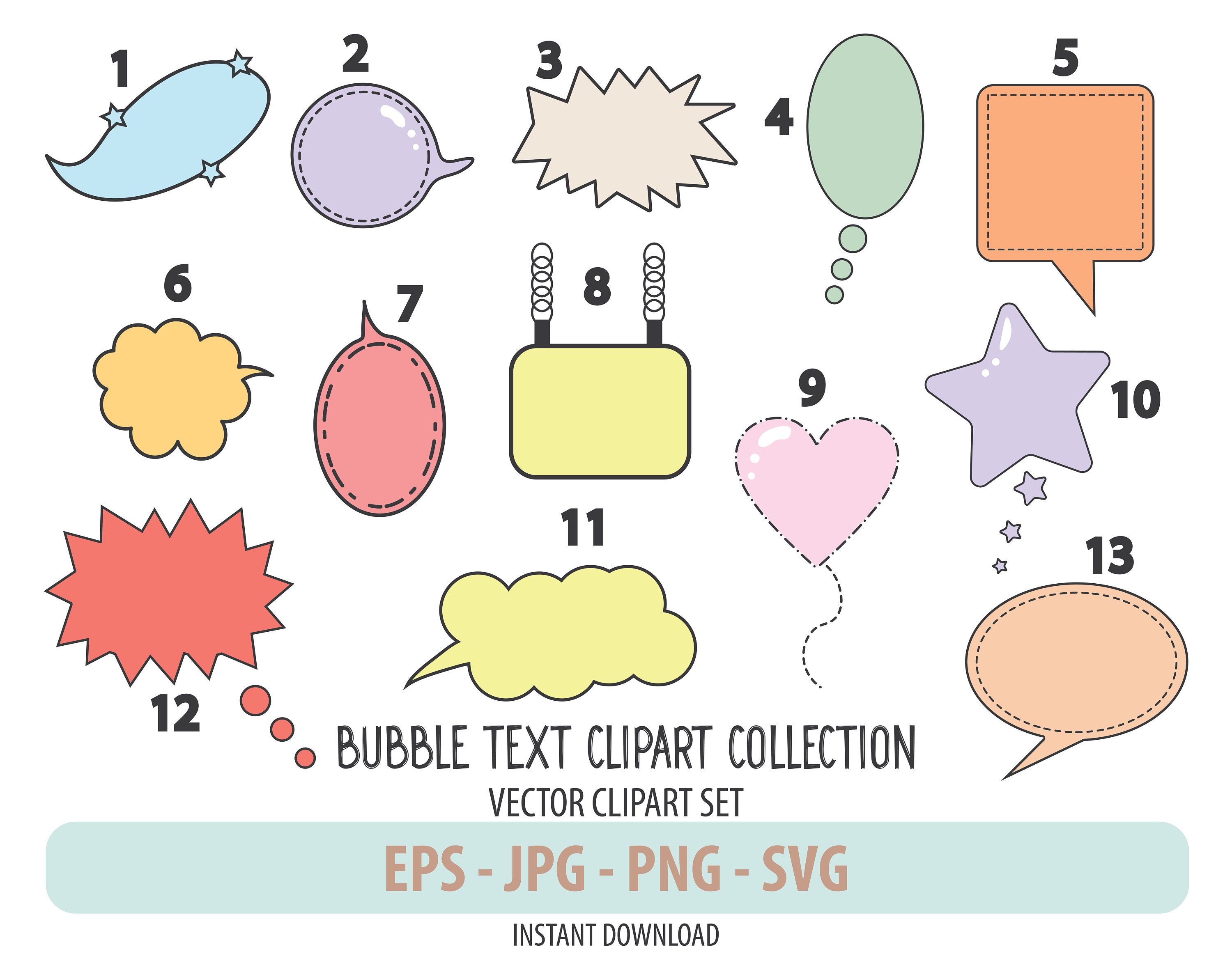 Word Bubble Clipart's Collection Comics Text Colorful Word PNG JPEG SVG ...