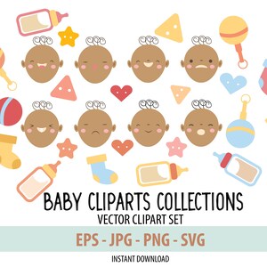 Baby Head Expression Clipart's Collections Cute Baby Bundle Clipart ...