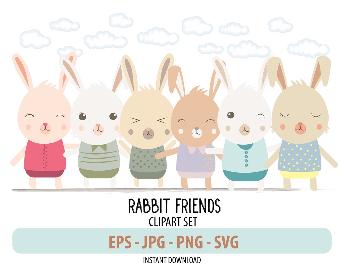 Rabbit Friends Collection Clipart's Digital Journaling Commercial Use ...