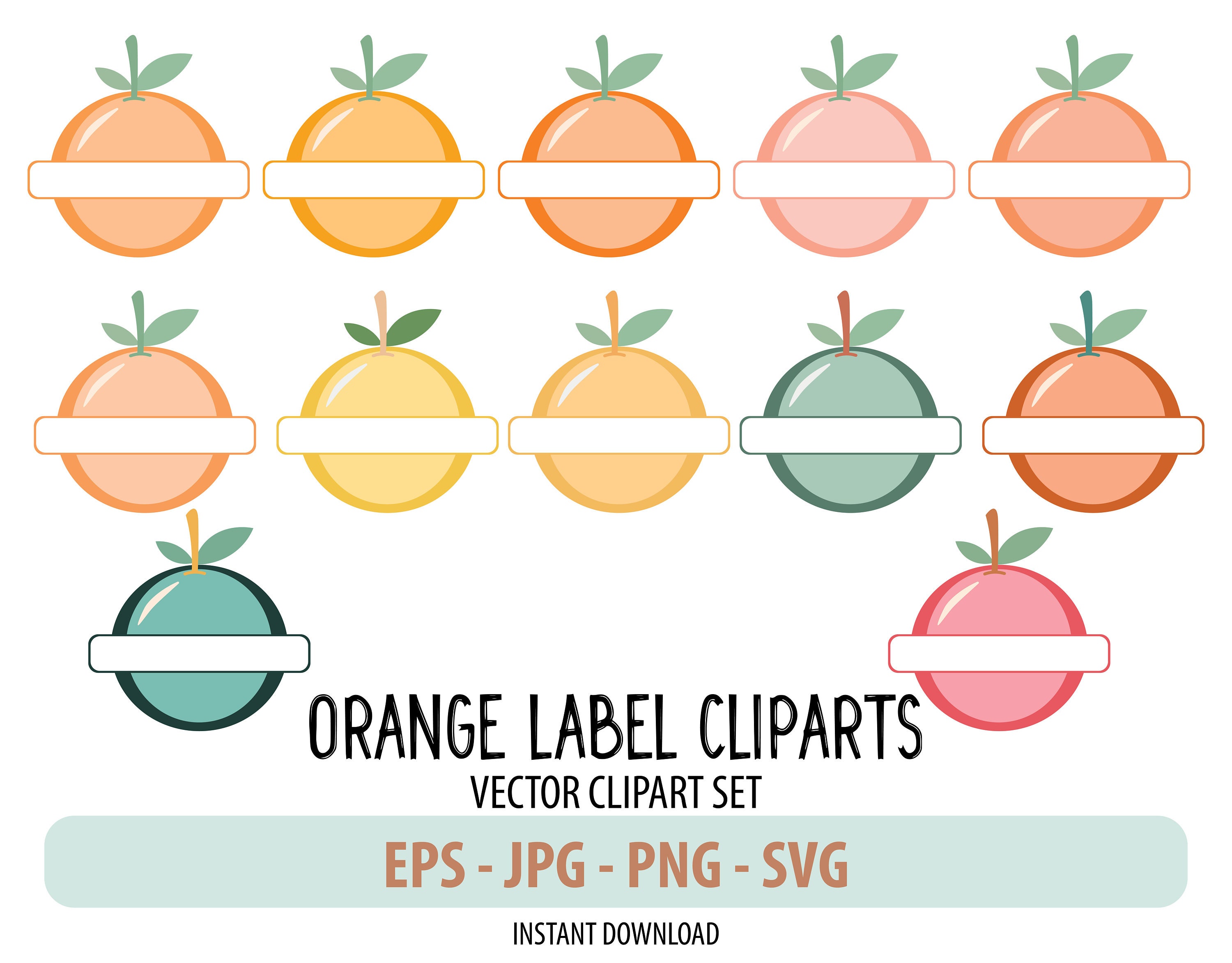 Orange Label Tag, Name Tag, Fruit SVG, Silhouette Instant Digital ...