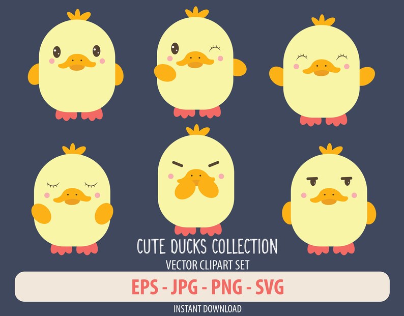 Cute Ducks Collection Clipart Instant Download Sublimation - Etsy