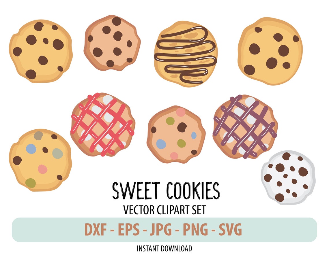 Sweet Cookies Clipart Cookies Clipart With Free Patterns - Etsy