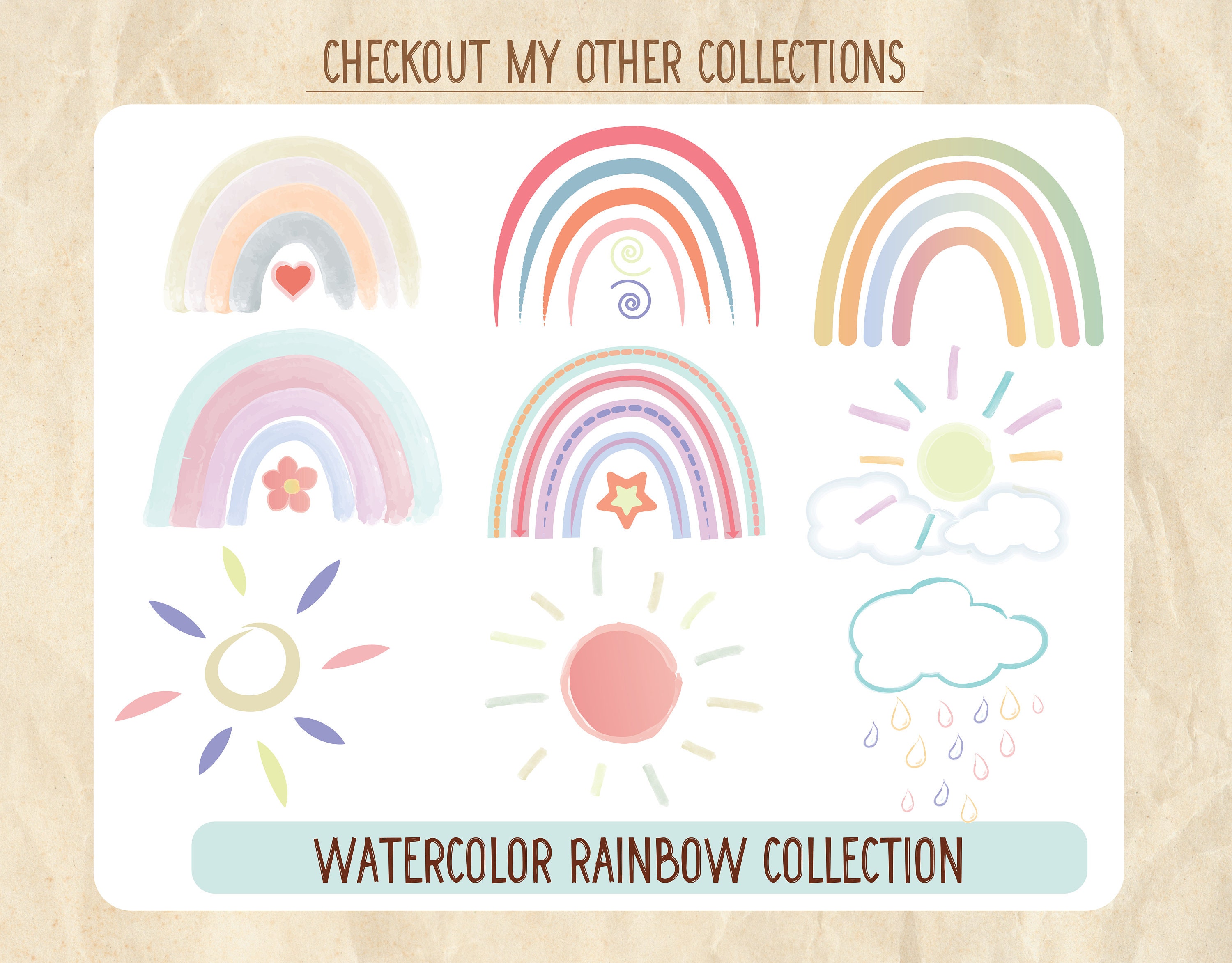 70's Retro Rainbow Clipart's - Vintage Rainbow - Instant Download - Etsy