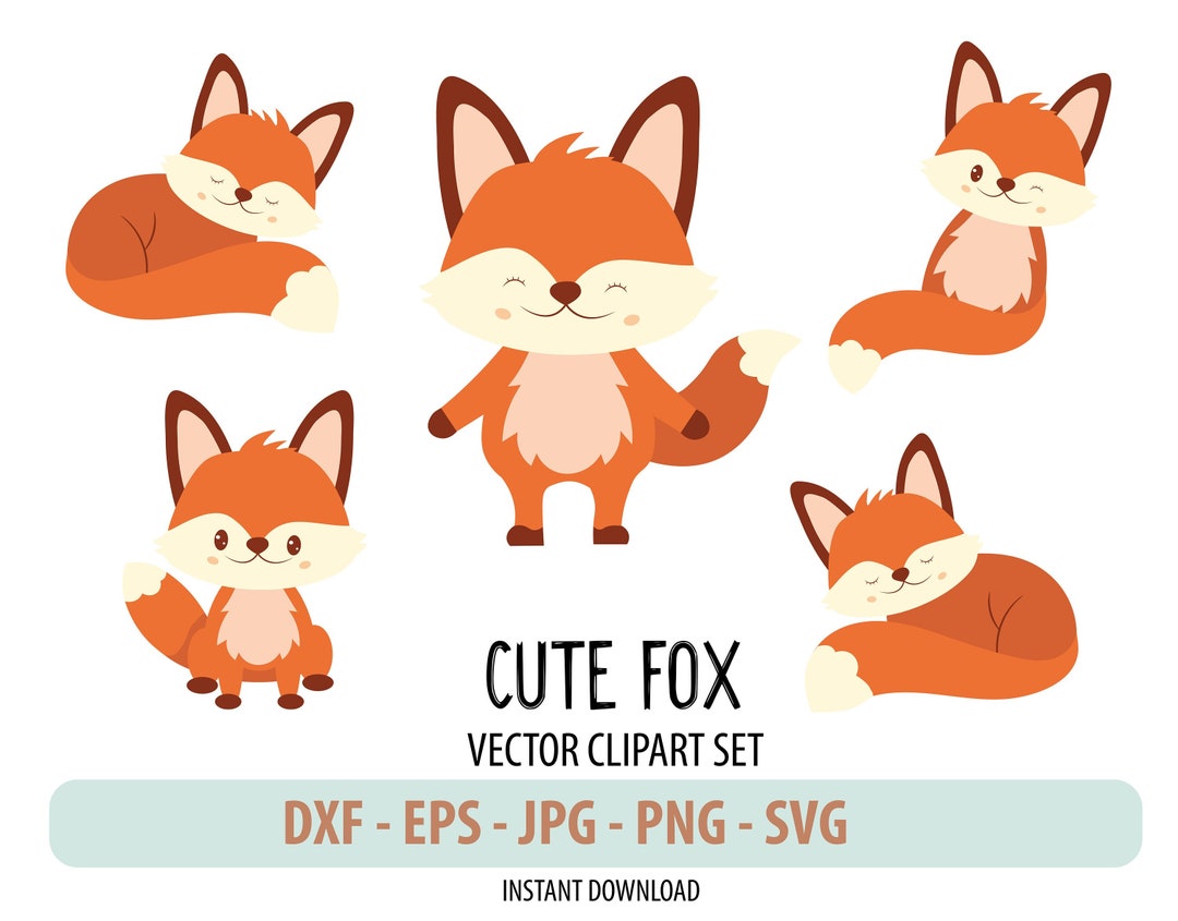 Cute Clipart's Fox SVG PNG JPG - Etsy