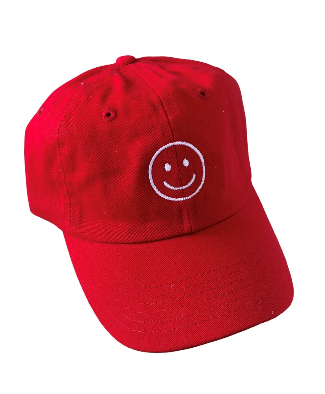 Kids Smiley Face Hat, Red Baseball Hat, Dad Hat, Happy Face Hat, Smiley ...