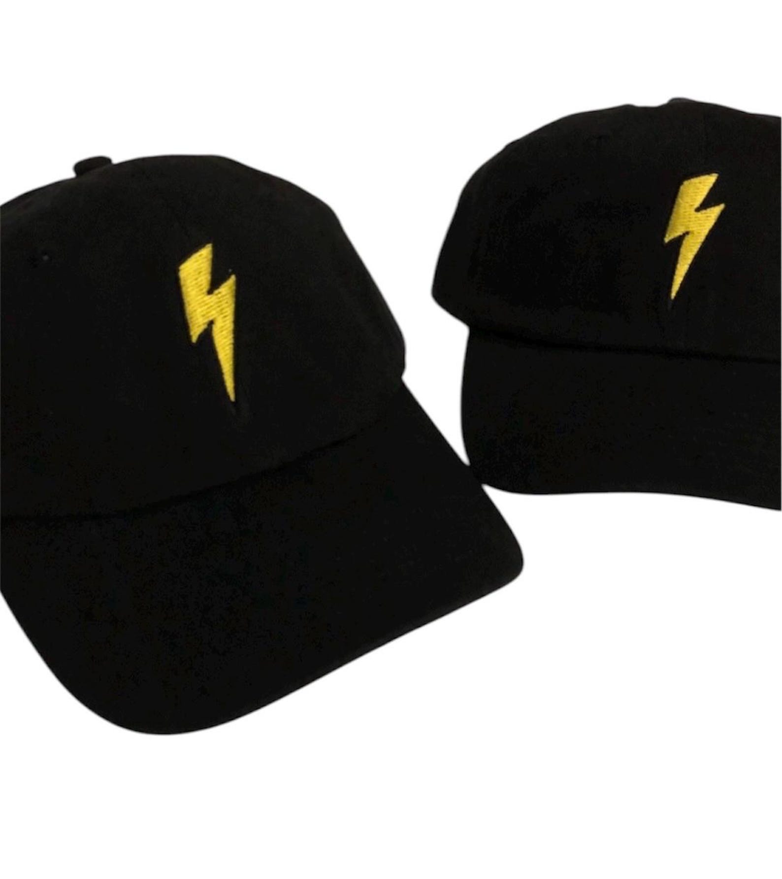 Embroidered Lightning Bolt Kids Baseball Hat - Black Dad Hat - Etsy