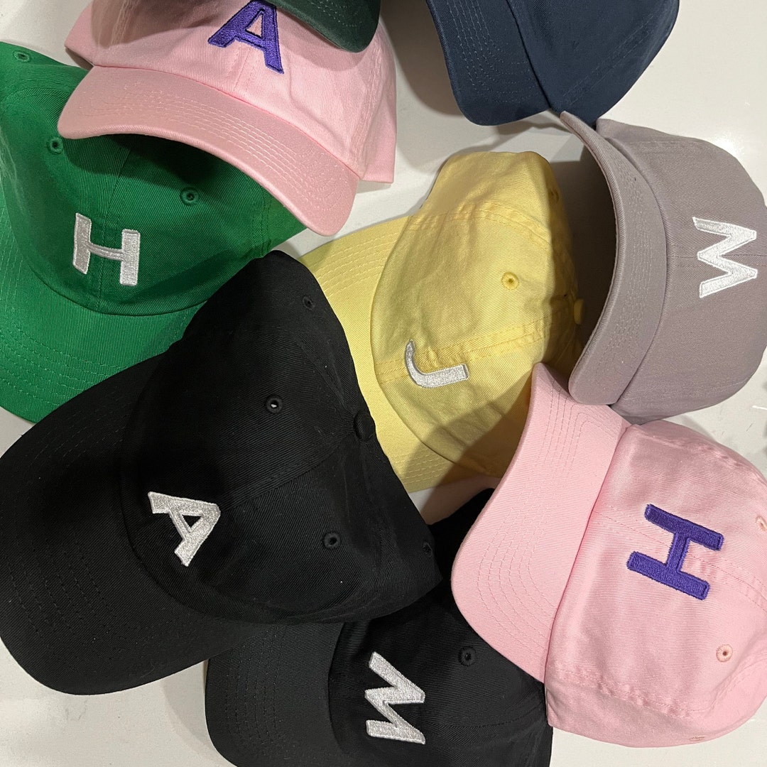 Embroidered Initial Baseball Cap: Custom Color Letter Hat - Etsy