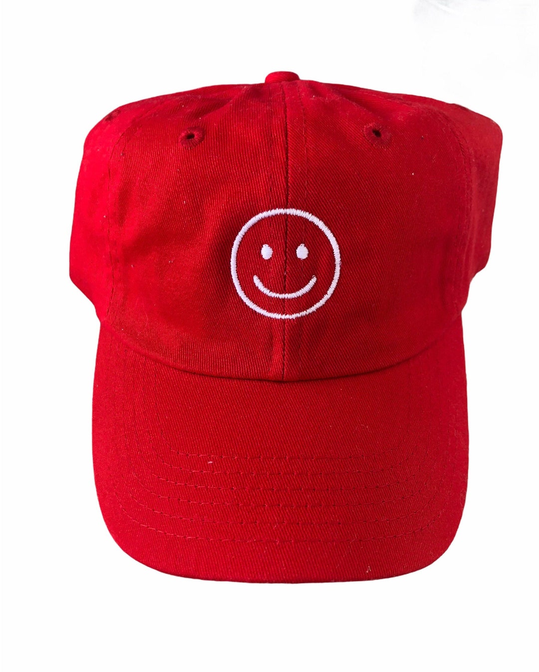 Red Smiley Face Hat: Embroidered Baseball Cap - Etsy