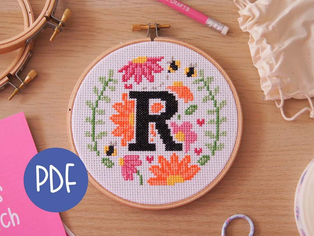 Letter R - Floral A-Z Digital Cross Stitch Pattern - Alphabet - Etsy