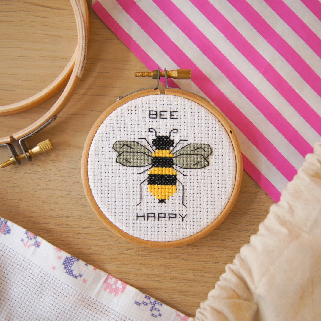 Mini Bee Cross Stitch Kit for Beginners | Craft Gift for Adults | Gifts ...
