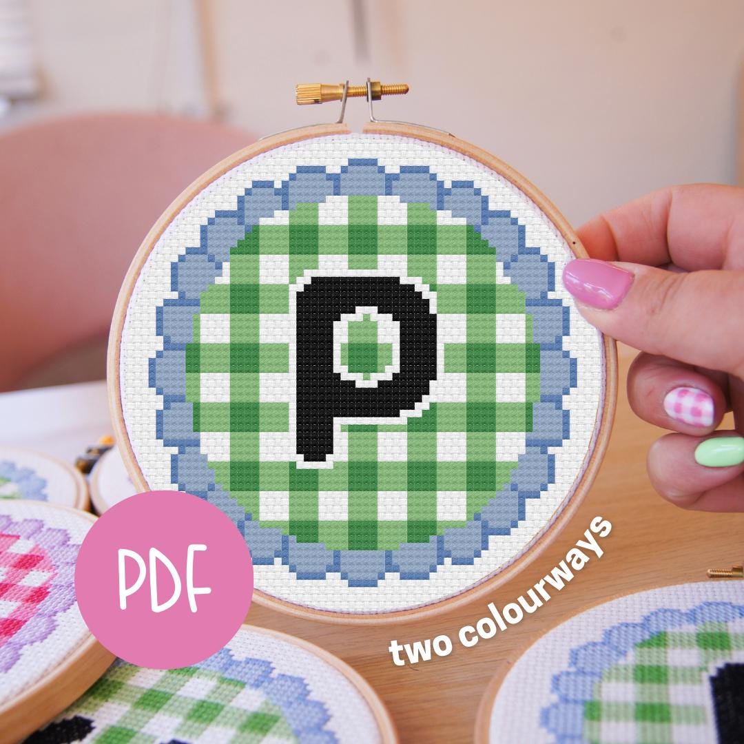 Letter P | Gingham A-Z Digital Cross Stitch Pattern | Alphabet | Stitch ...