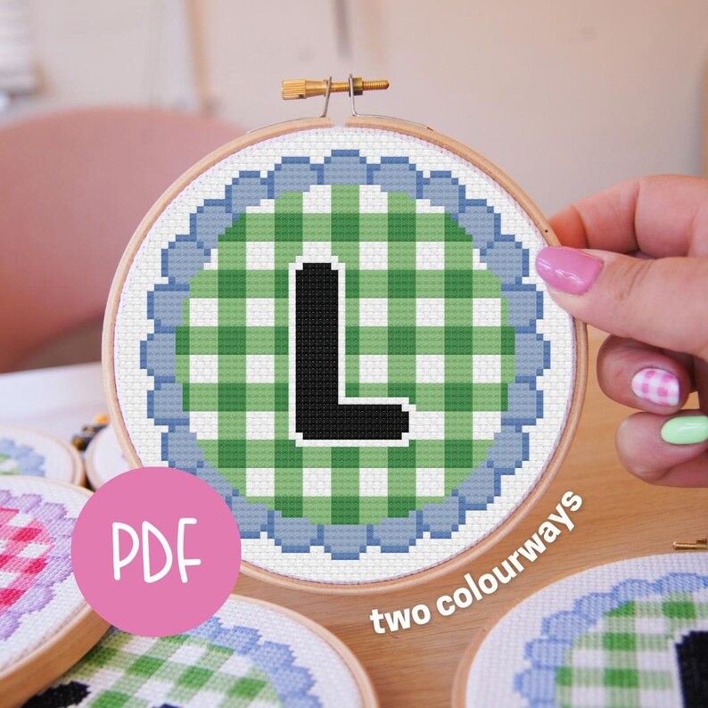 Letter L | Gingham A-Z Digital Cross Stitch Pattern | Alphabet | Stitch ...