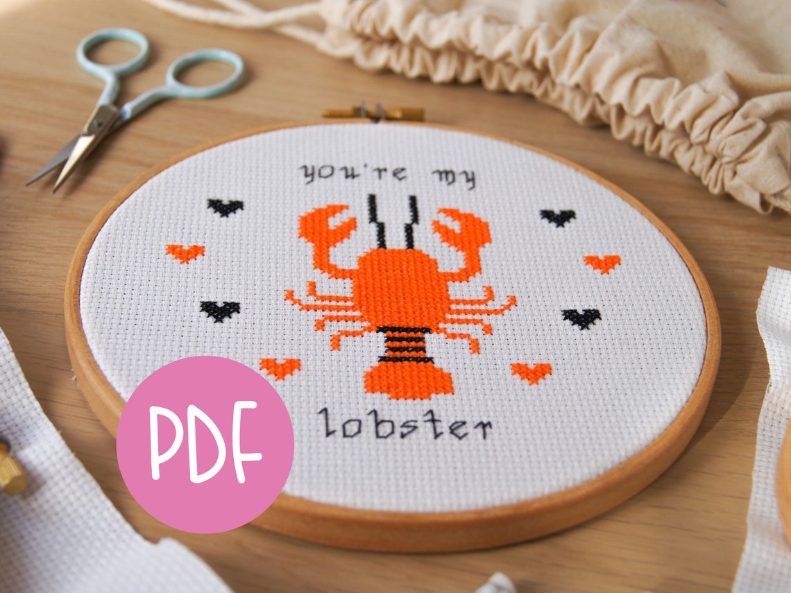 Lobster Cross Stitch Chart Friends Inspired Instant - Etsy