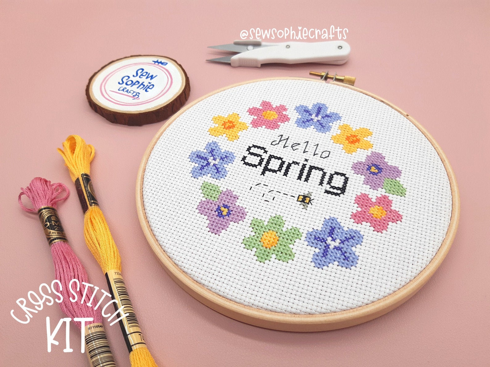 Hello Spring Cross Stitch Kit Flower Design Suitable for | Etsy