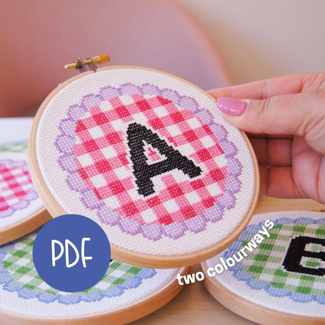 Letter A | Gingham A-Z Digital Cross Stitch Pattern | Alphabet | Stitch ...