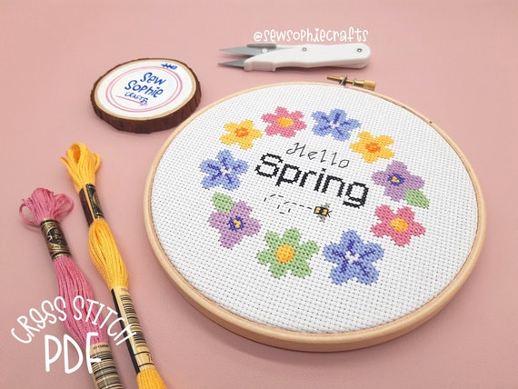 Hello Spring Cross Stitch Pattern PDF Download | Etsy