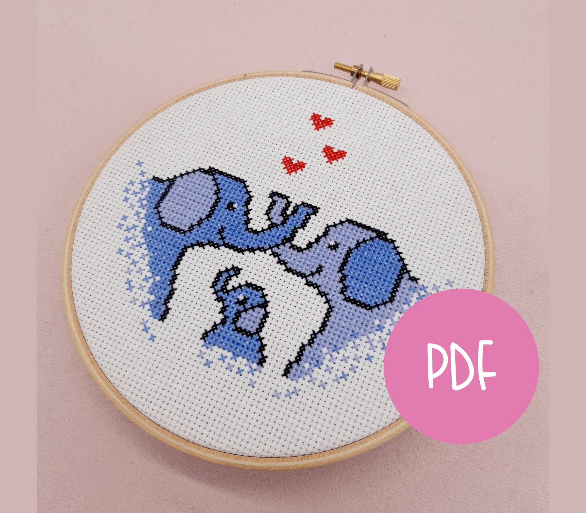 Elephant Family Counted Cross Stitch Pattern PDF | Etsy