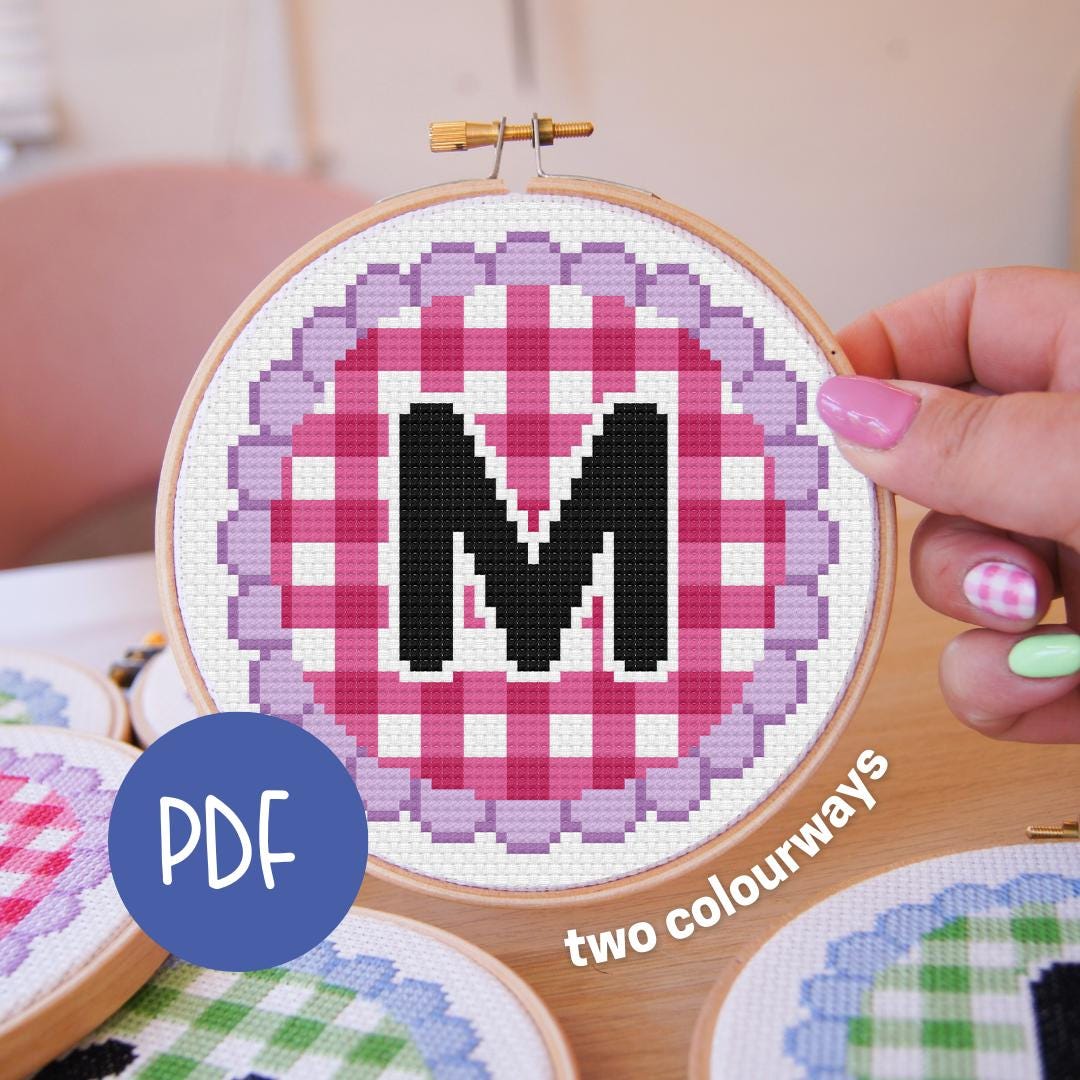 Letter M | Gingham A-Z Digital Cross Stitch Pattern | Alphabet | Stitch ...