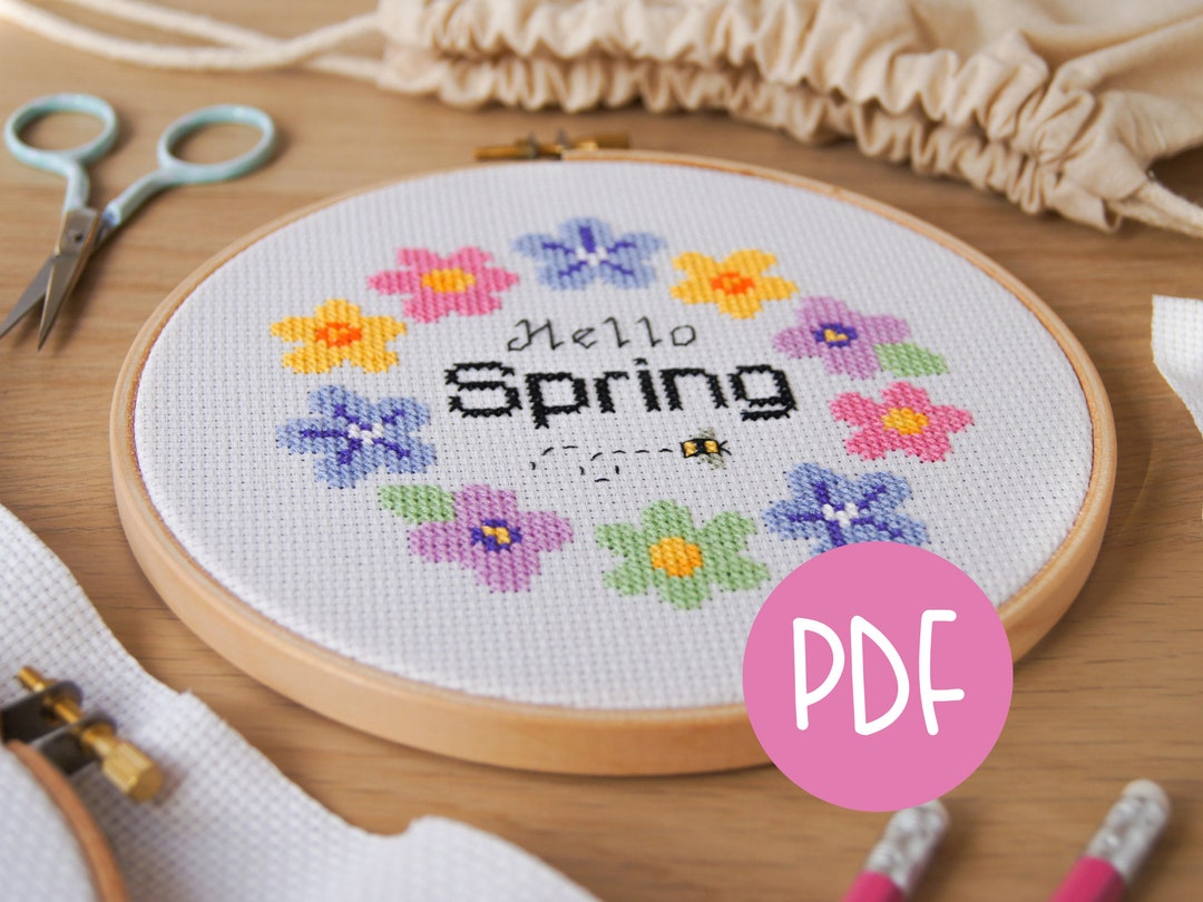 Hello Spring Cross Stitch Pattern - PDF Download - Etsy