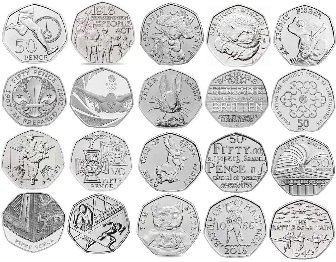 50 Pence 50p Collectable Coins, UK Coins Rare Circulated British ...