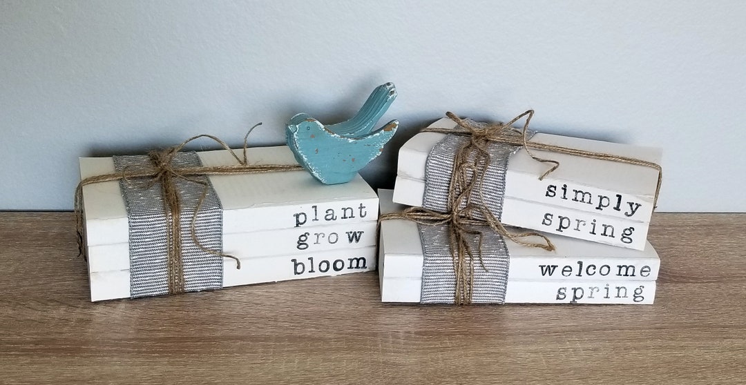 Spring Stacked Books Farmhouse Decor Farmhouse Spring Decor - Etsy