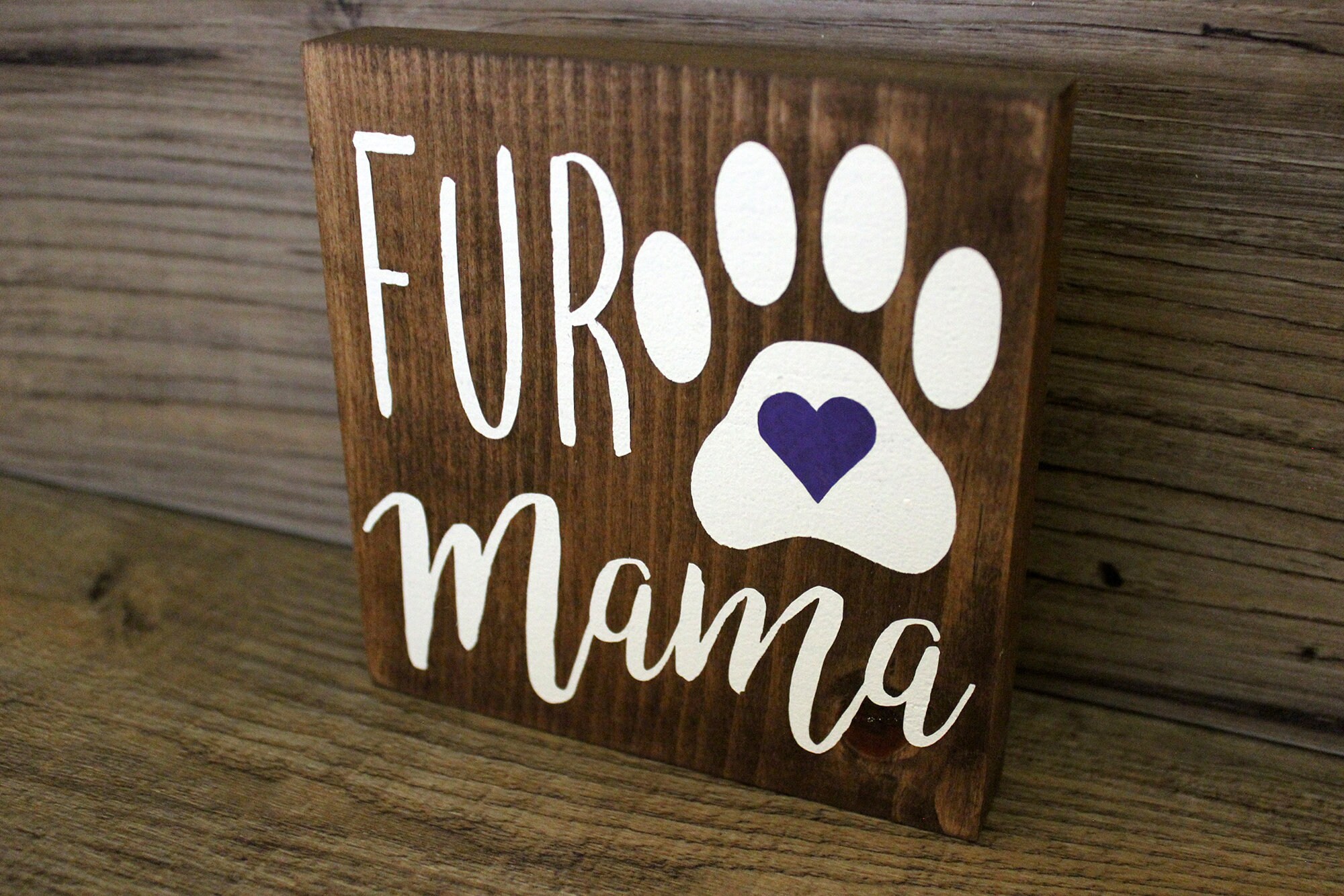Fur Mama Sign Paw Print Sign Farmhouse Decor Rustic Signs | Etsy