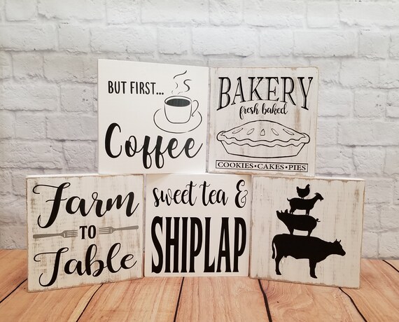 Small Kitchen Decor Wood Signs Distressed Signs | Etsy