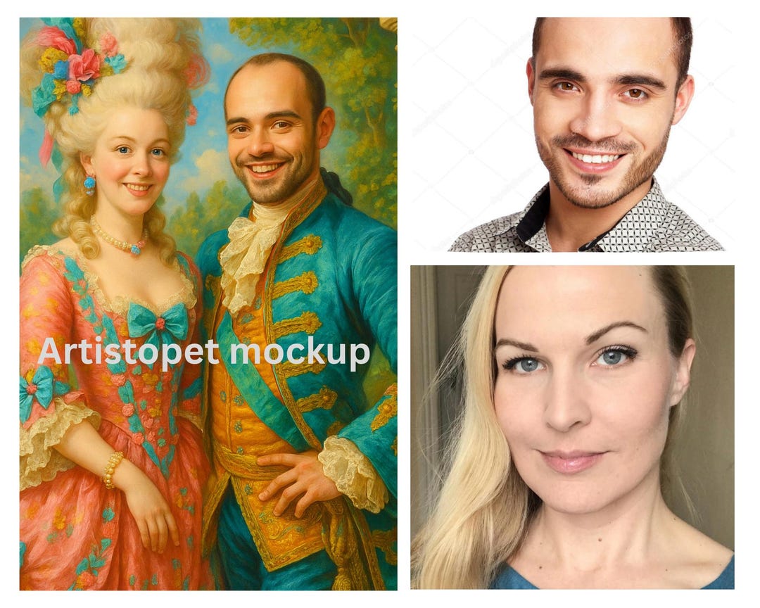 Custom French Rococo Pet Portrait, Whimsical Couple Art - Etsy