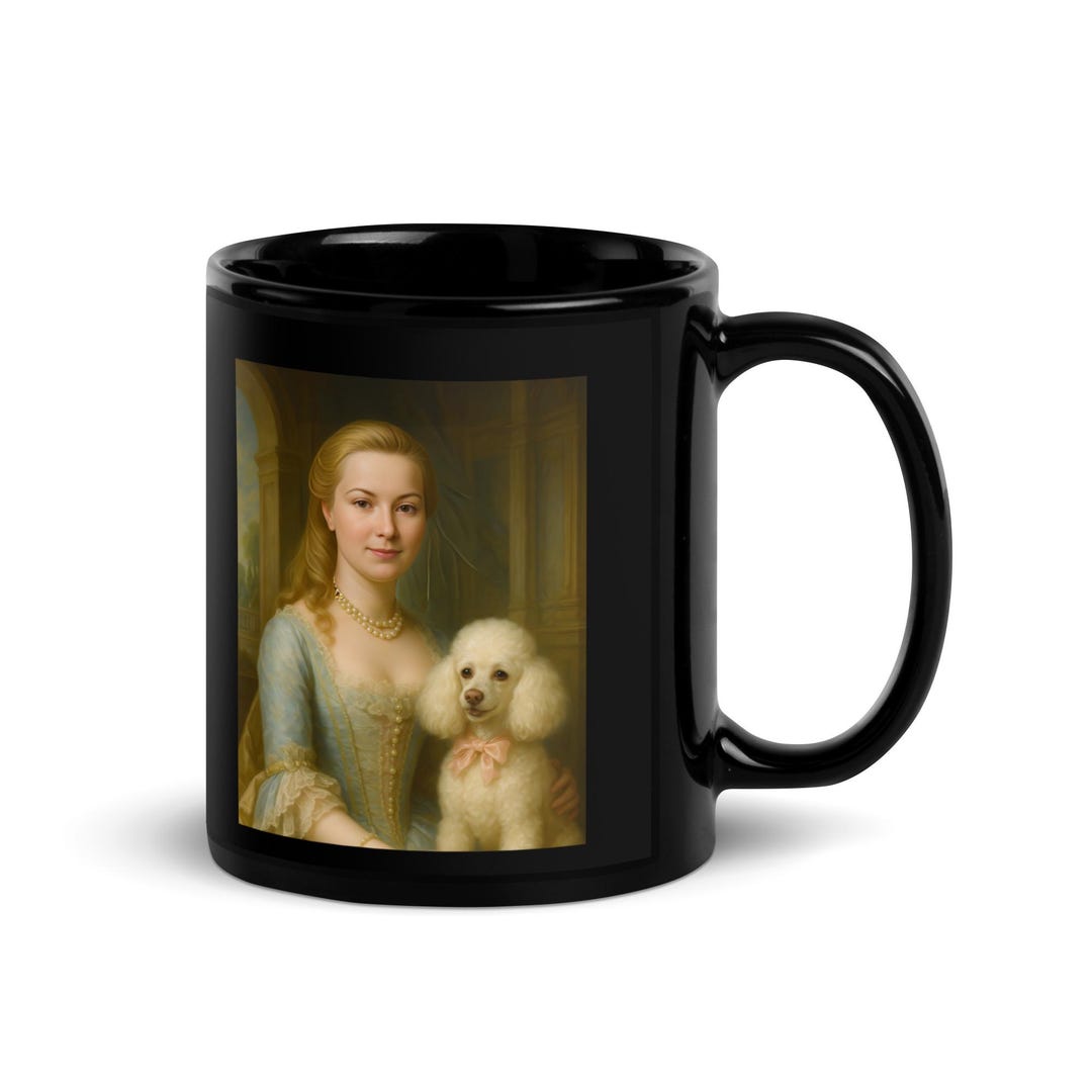 Custom Personalised French Rococo Court Black Glossy Mug - Etsy
