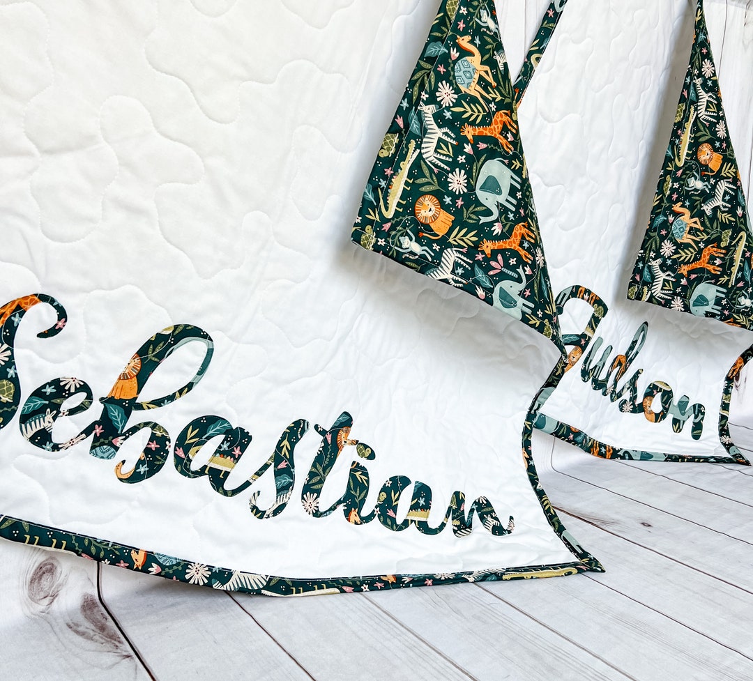 SAFARI Personalized Baby Name Quilt Custom Baby Blanket Shower Grand ...