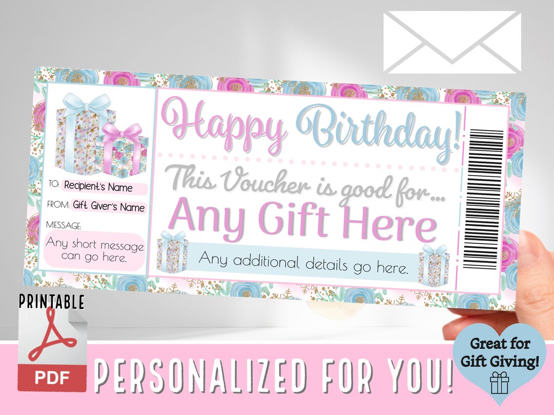 PERSONALIZED FOR YOU Happy Birthday Presents Voucher Coupon Gift ...