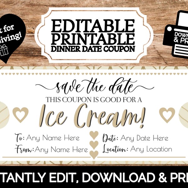 Free Icecream Ticket - Etsy