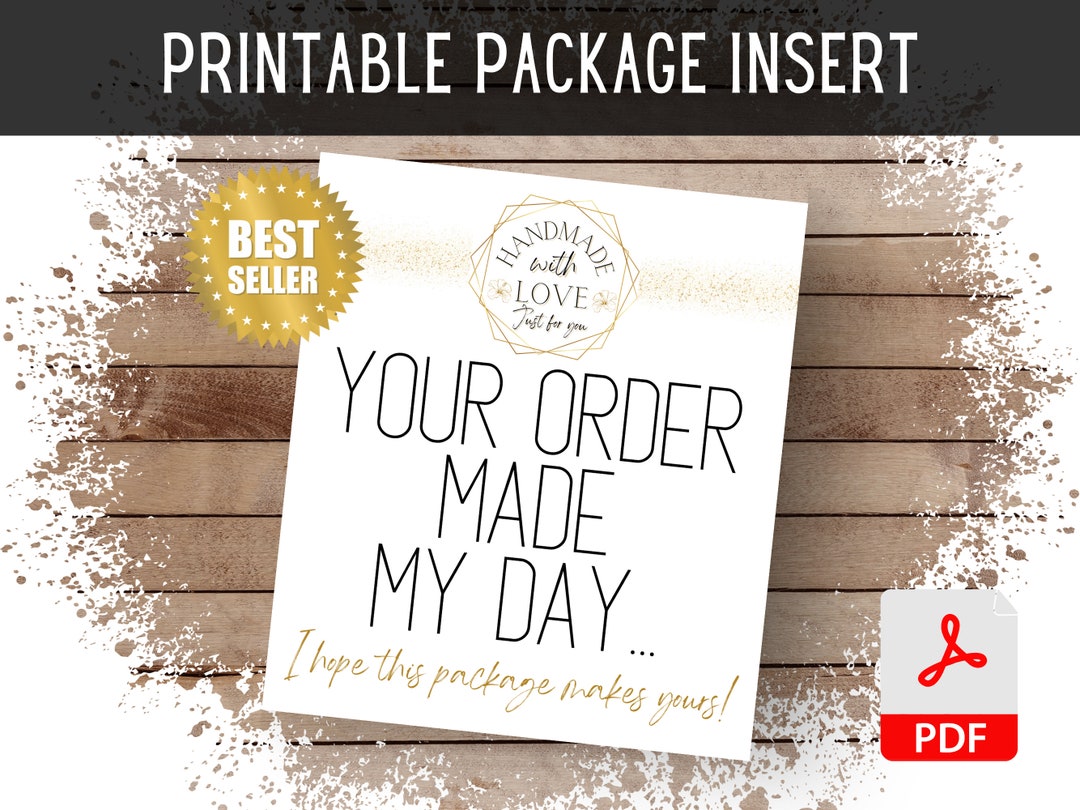 PRINTABLE GOLD Customer Order Packing Slip Handmade With Love Shipping ...